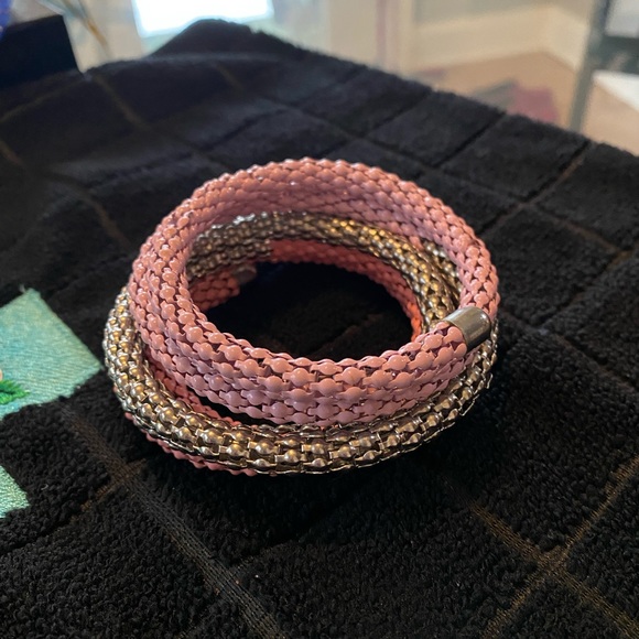 Jewelry | Pink And Silver Coil Barbie Core Bracelet | Poshmark